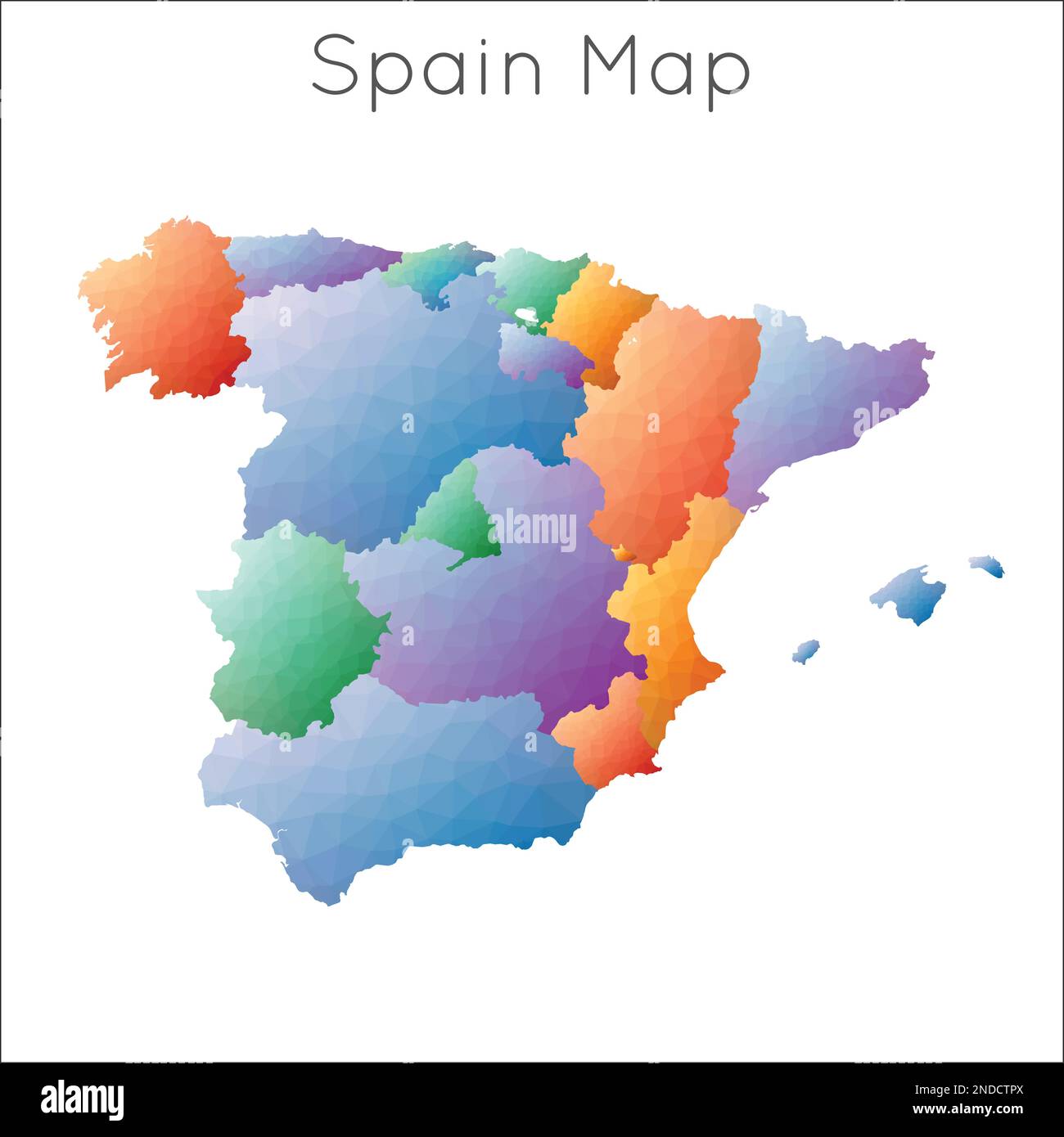 Low poly map of Spain. Spain geometric polygonal, mosaic style map ...