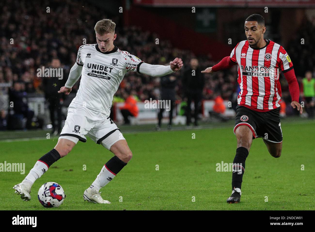 Marcus Forss #21 of Middlesbrough whips in a cross during the Sky Bet ...