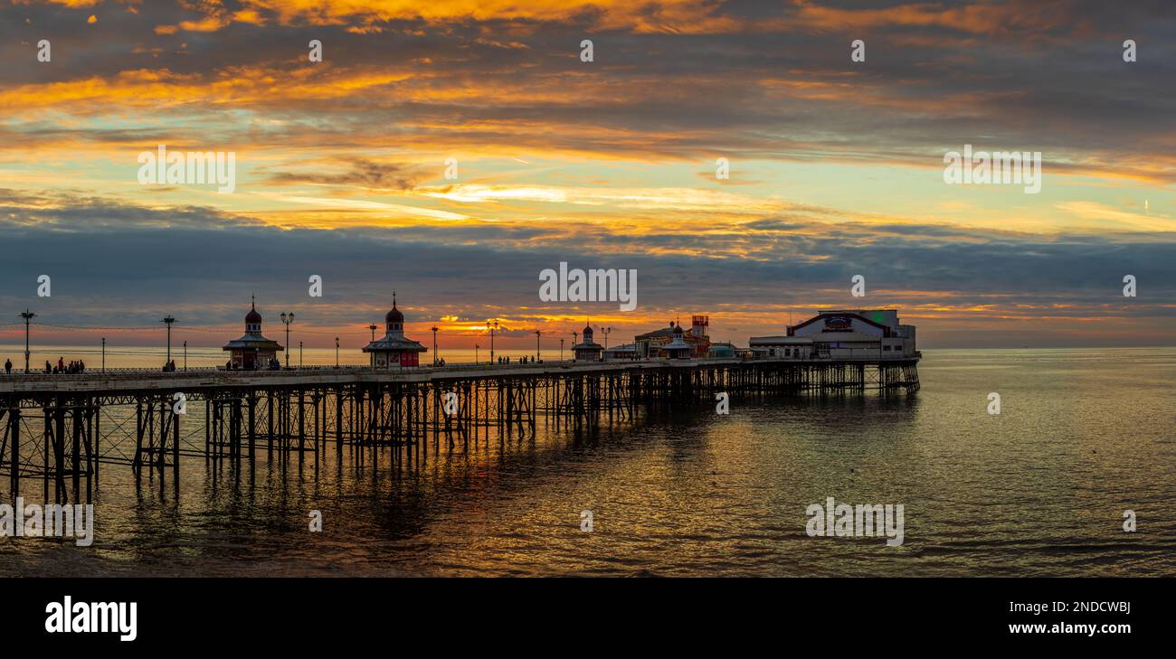 Blackpool North pier Sunset panoramic Stock Photo - Alamy