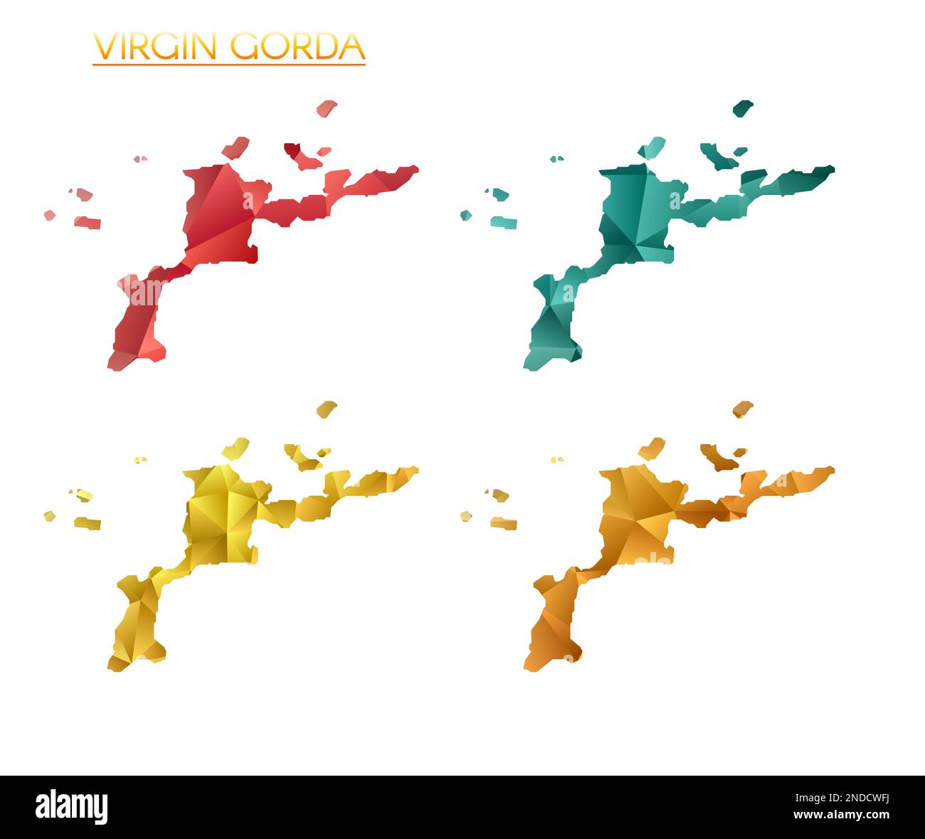 Set of vector polygonal maps of Virgin Gorda. Bright gradient map of ...