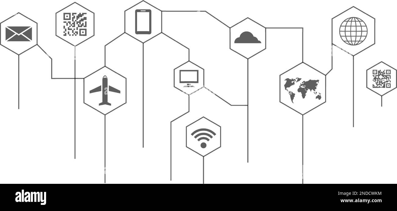 Global communication icons diagram. Worldwide connection services Stock ...