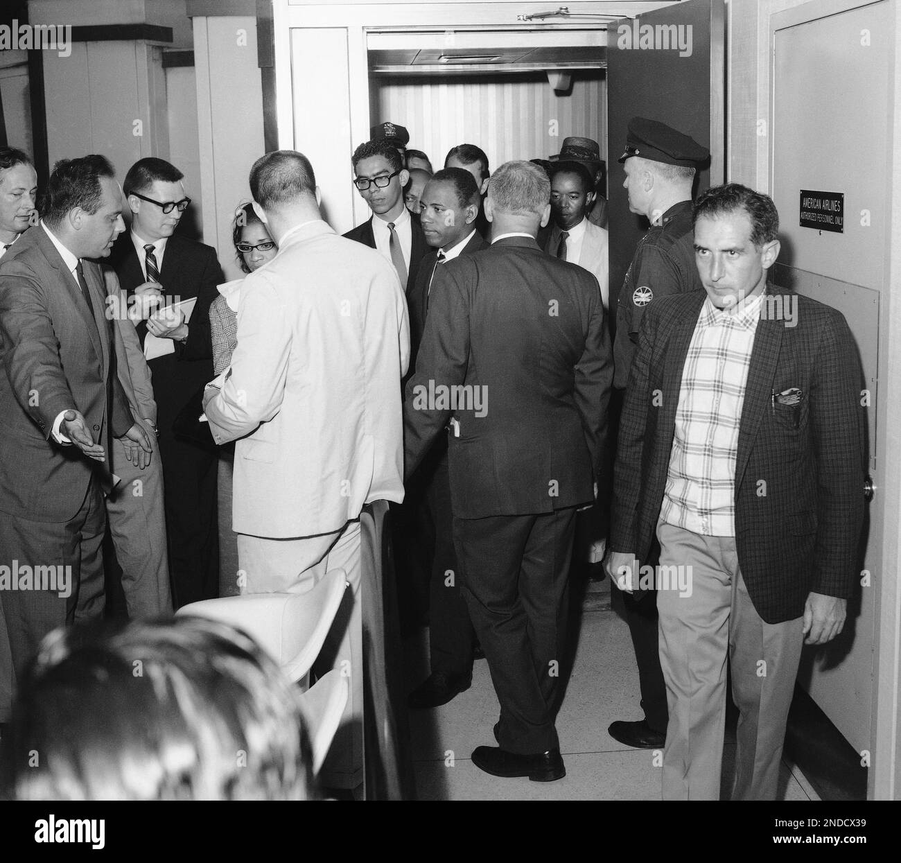 James H. Meredith is shown on arrival at New York's La Guardia Airport ...