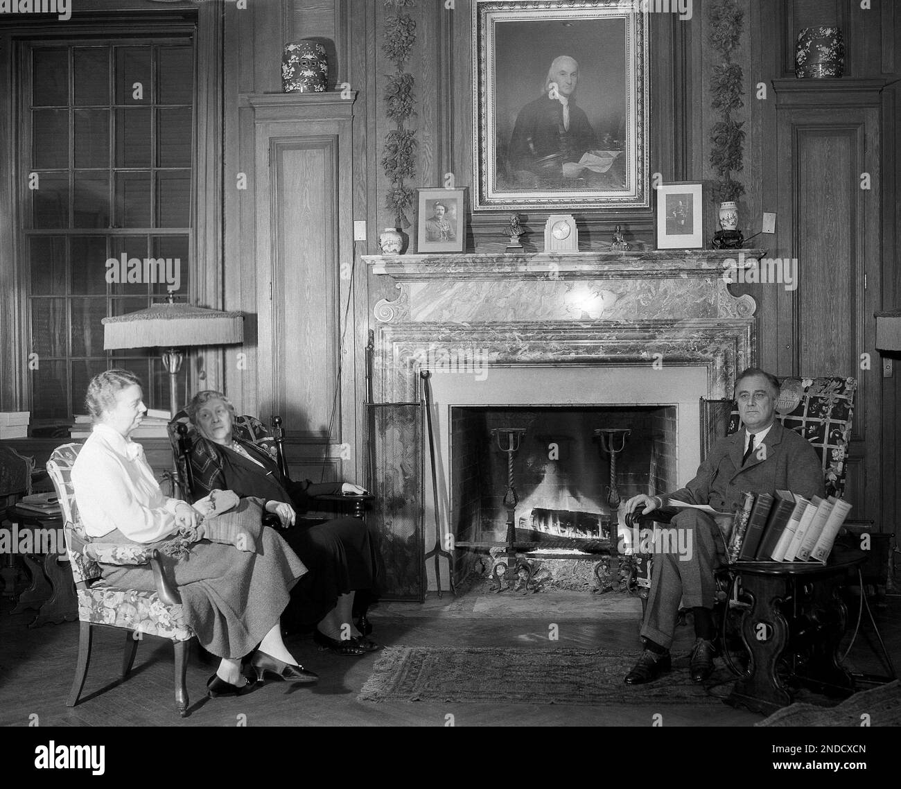 President Franklin D. Roosevelt and first lady Eleanor Roosevelt, and the president's mother ...