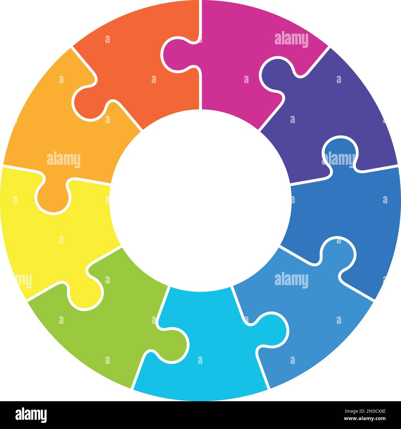 Color jigsaw pieces circle. Round blank template Stock Vector Image ...