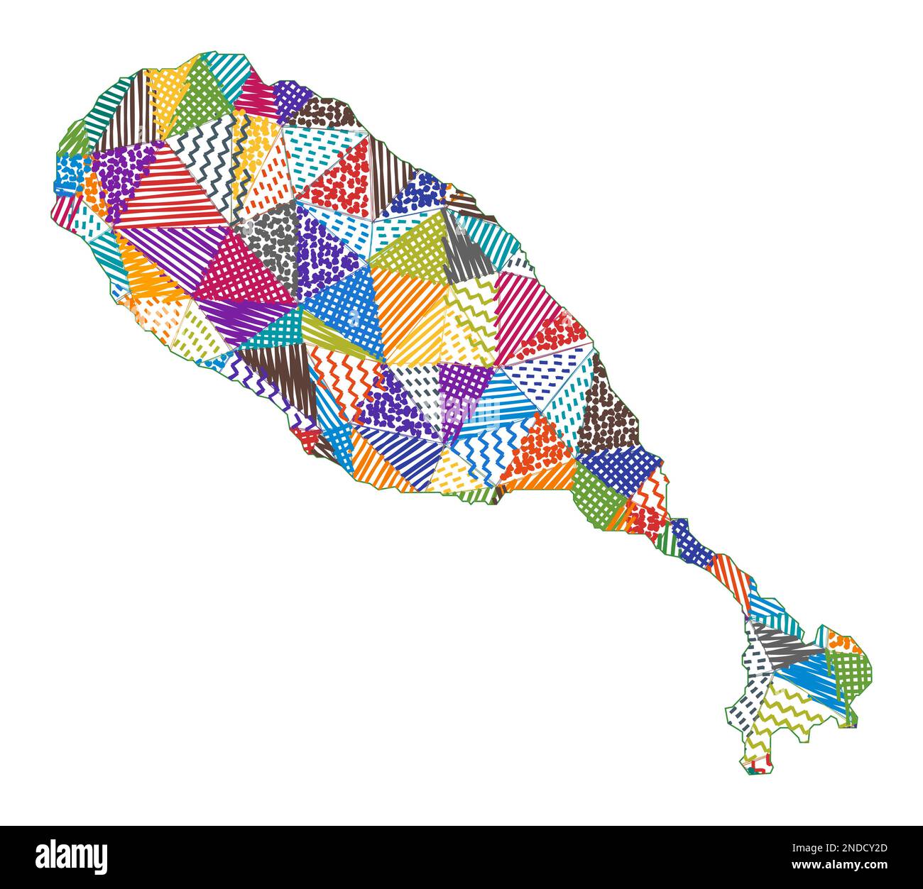 Kid style map of Saint Kitts. Hand drawn polygons in the shape of Saint ...