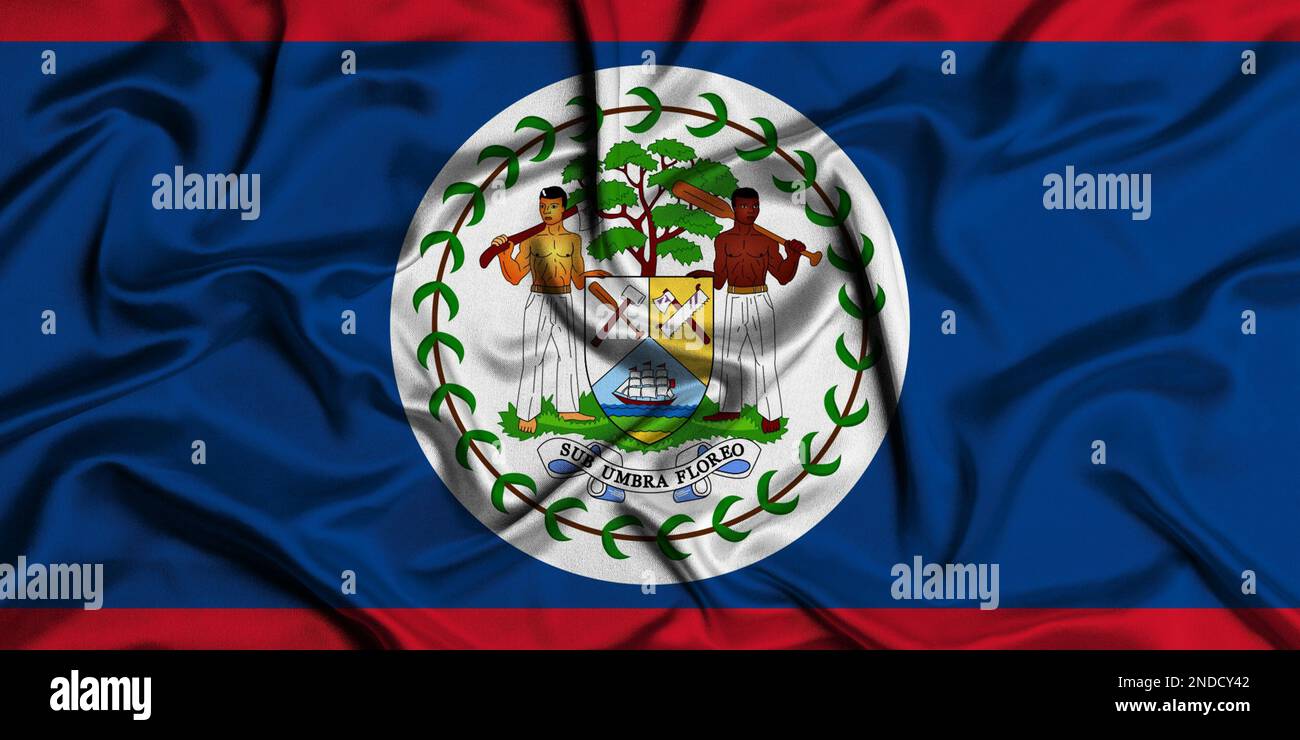 A digital render of the textured fabric national flag of Belize Stock ...