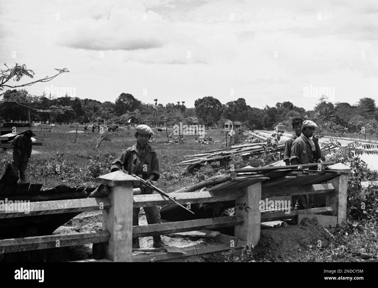 Cambodian soldiers man a quardpost on the grounds of a tourist hotel in ...