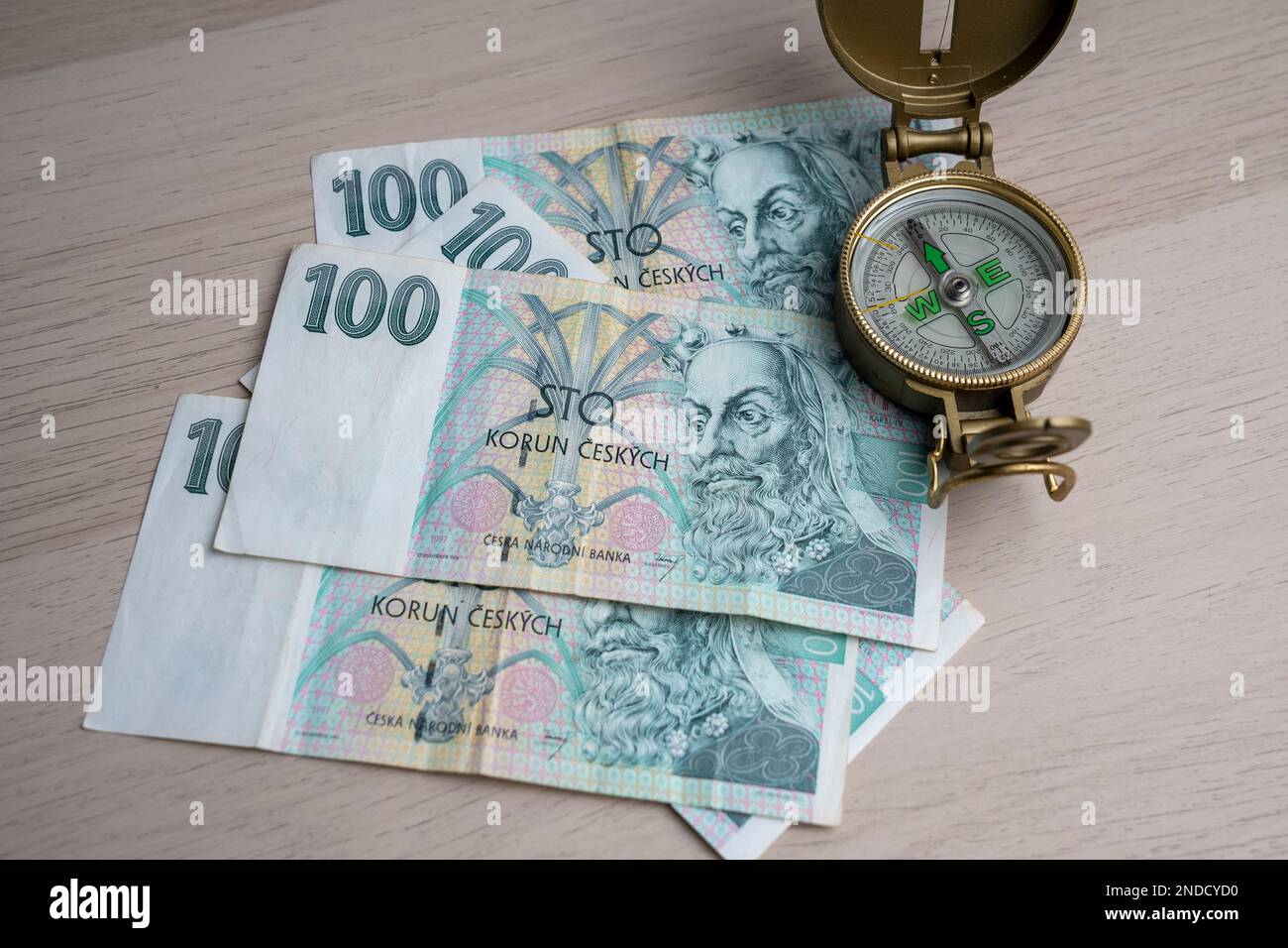 Paper 100 korun banknote of the Czech Republic. King Karel IV or ...