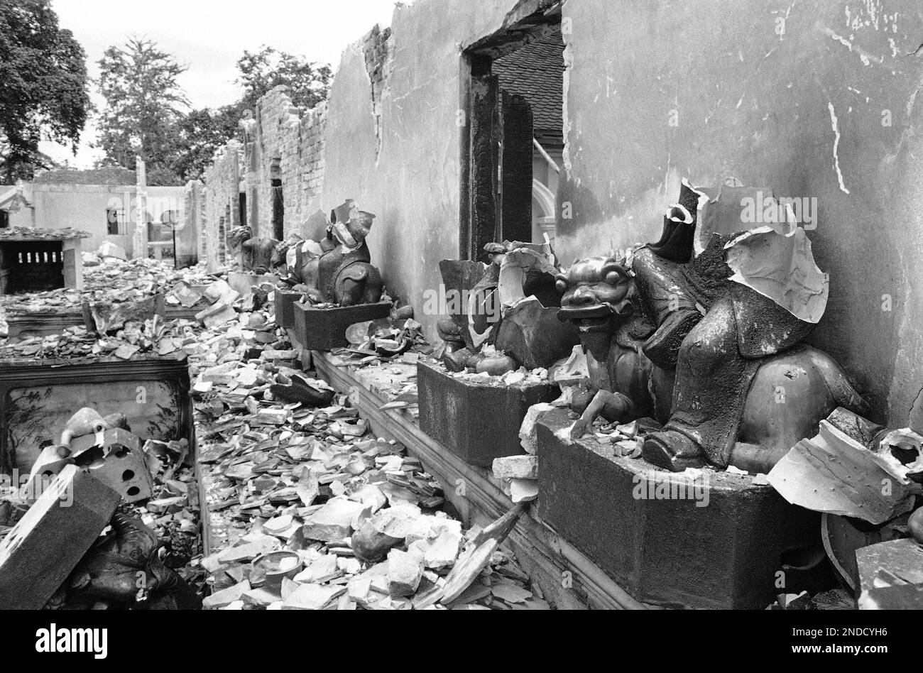 Views of a Siem Reap Pagoda July 31, 1970 that was smashed during a ...