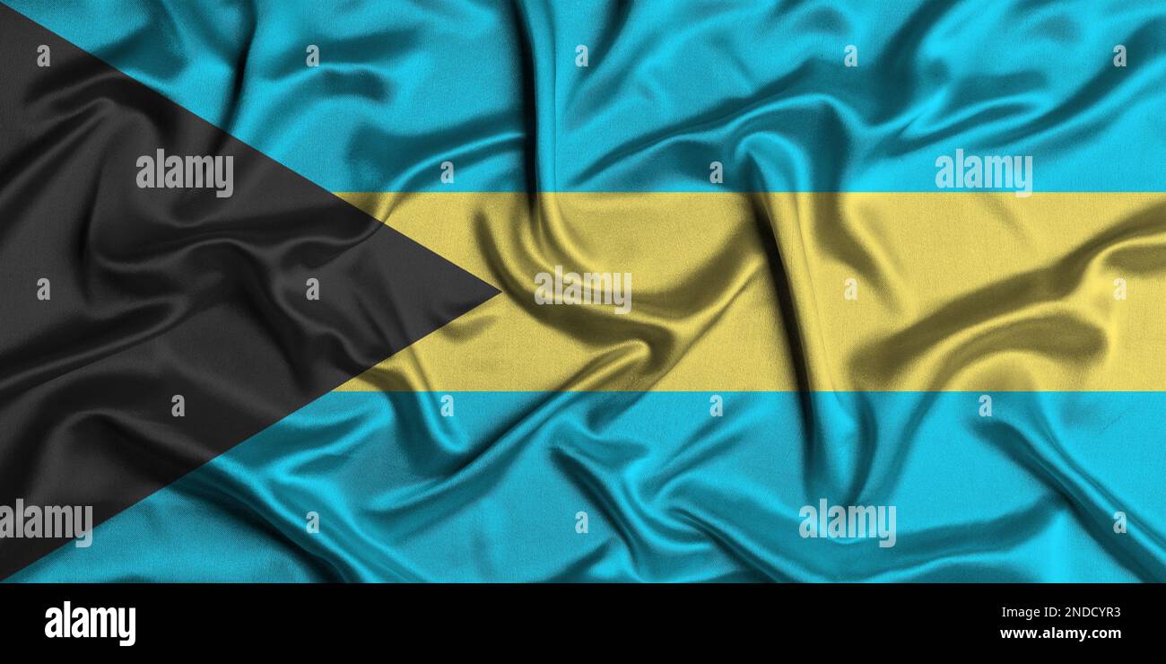 A digital render of the textured fabric national flag of Bahamas Stock ...