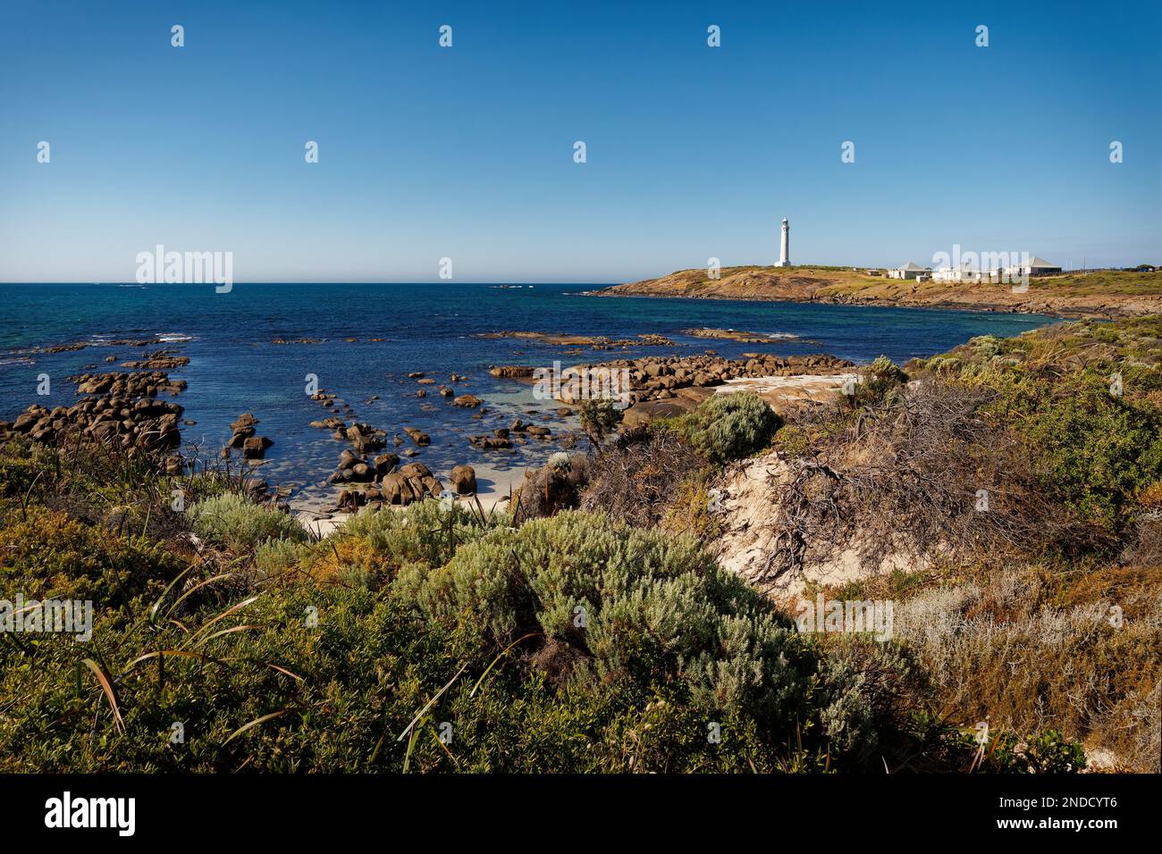 Cape Leeuwin Lighthouse located on the headland of Cape Leeuwin, the ...