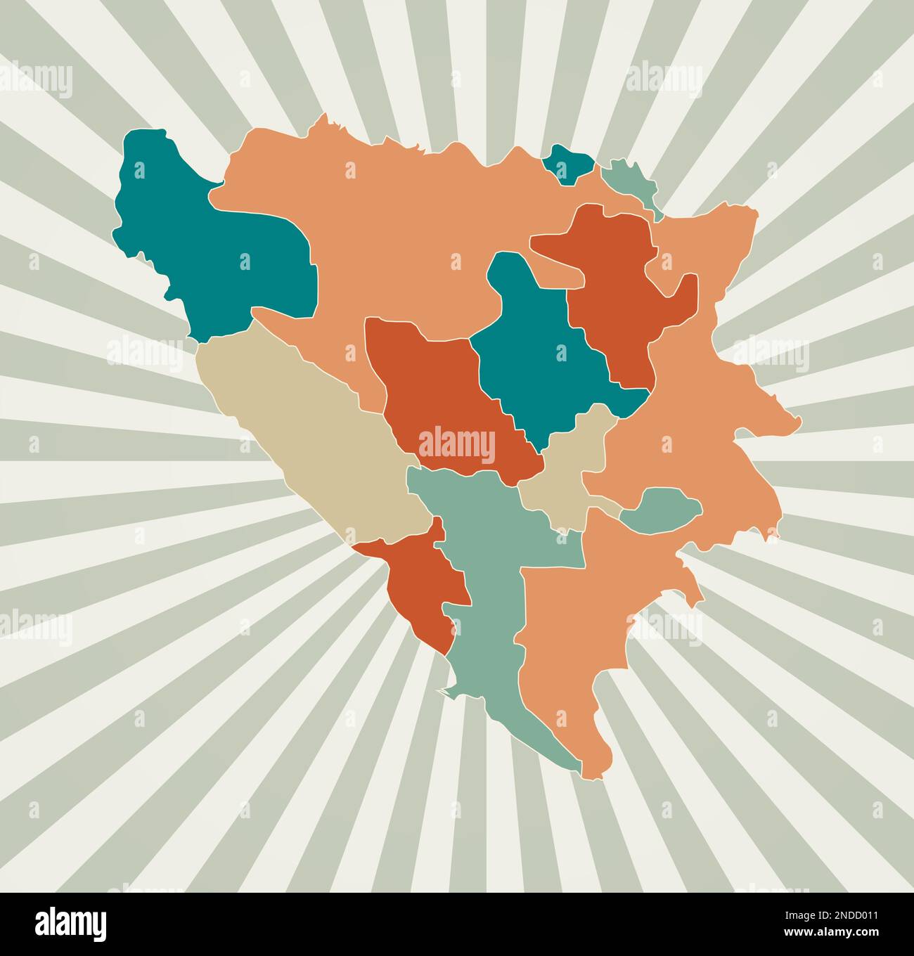 Bosnia map. Poster with map of the country in retro color palette ...