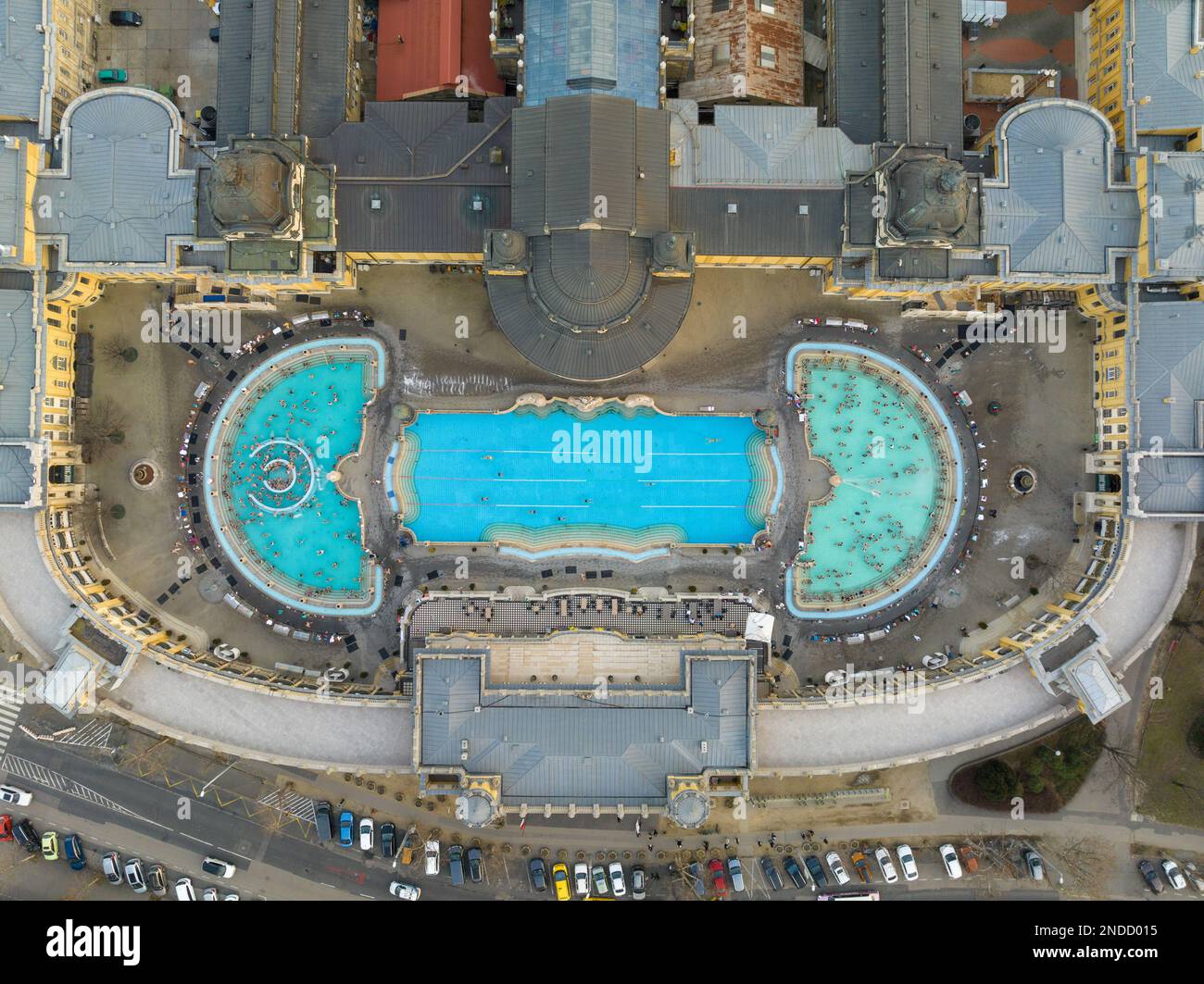 Thermal Bath Szechenyi in Budapest, Hungary. People in Water Pool ...