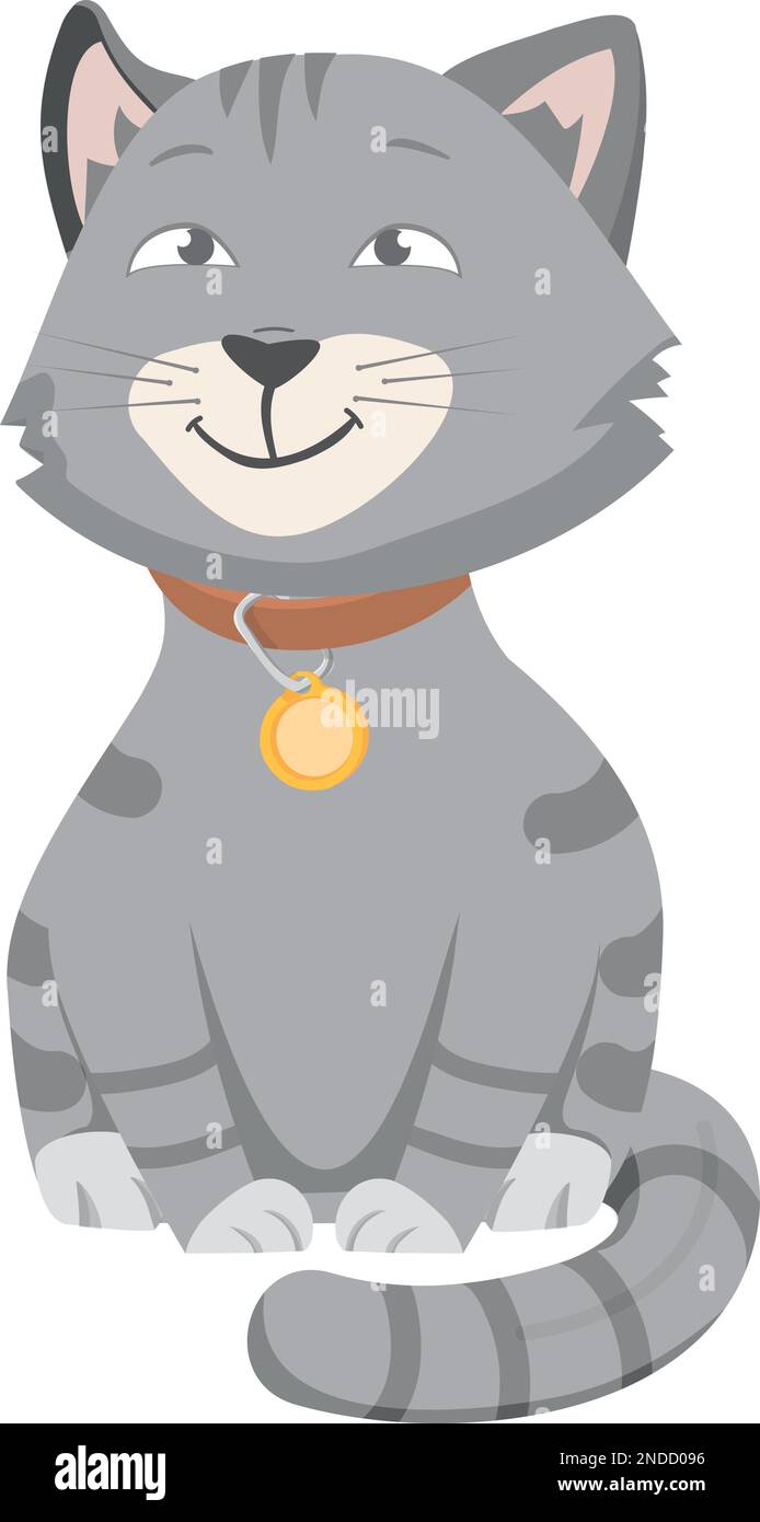 Cartoon cat character. Sitting kitty. Happy pet Stock Vector Image ...
