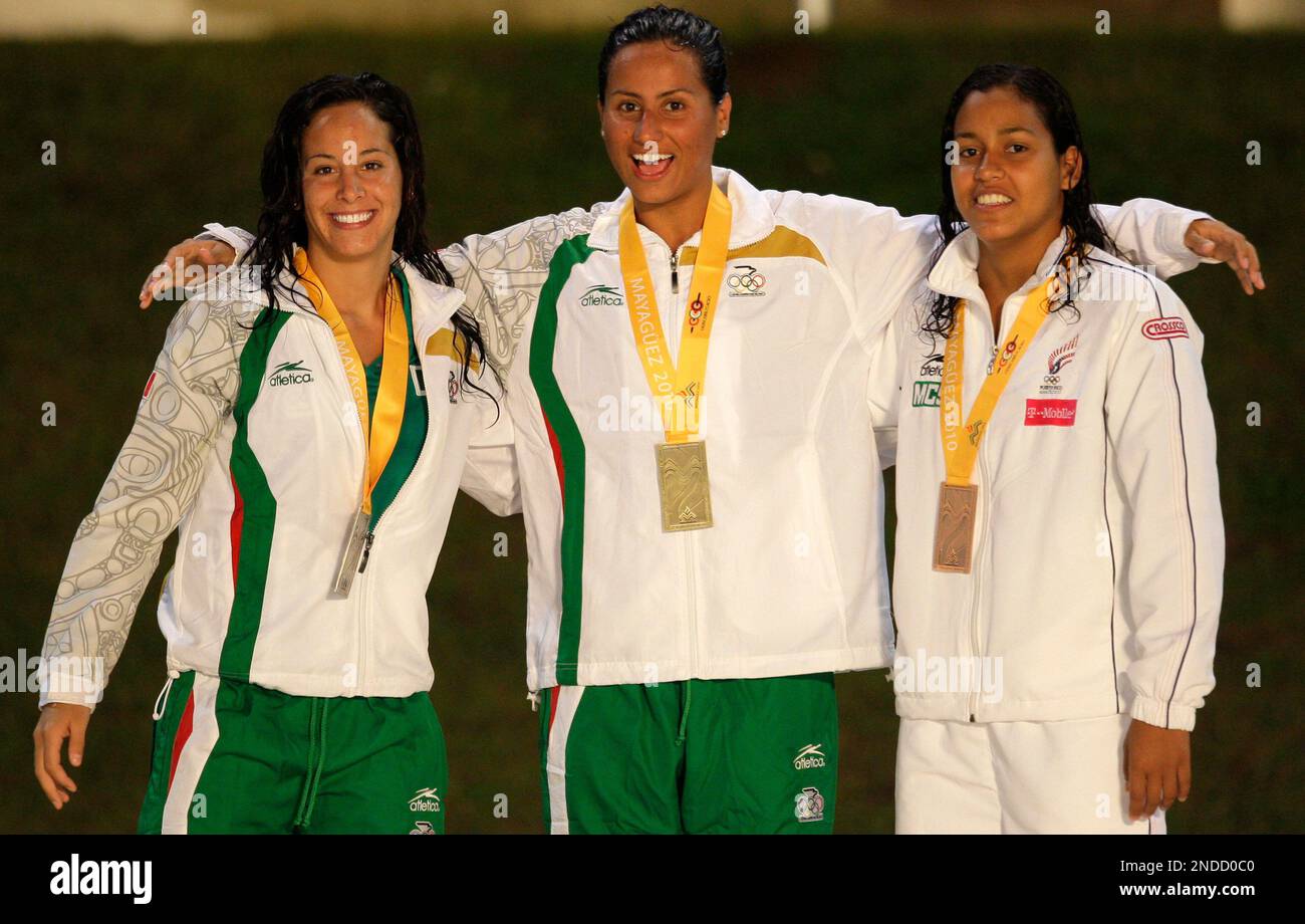 Gold medalist Charetzeni Escobar, center, silver medalist Rita Medrano ...