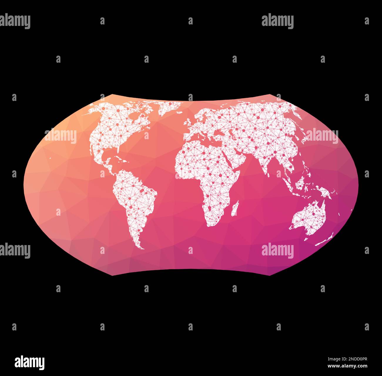World Network Map Wagner Vii Projection Wired Globe In Wagner 7 Projection On Geometric Low