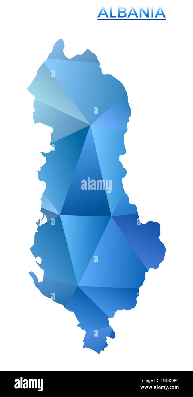 Vector polygonal Albania map. Vibrant geometric country in low poly style. Captivating ...