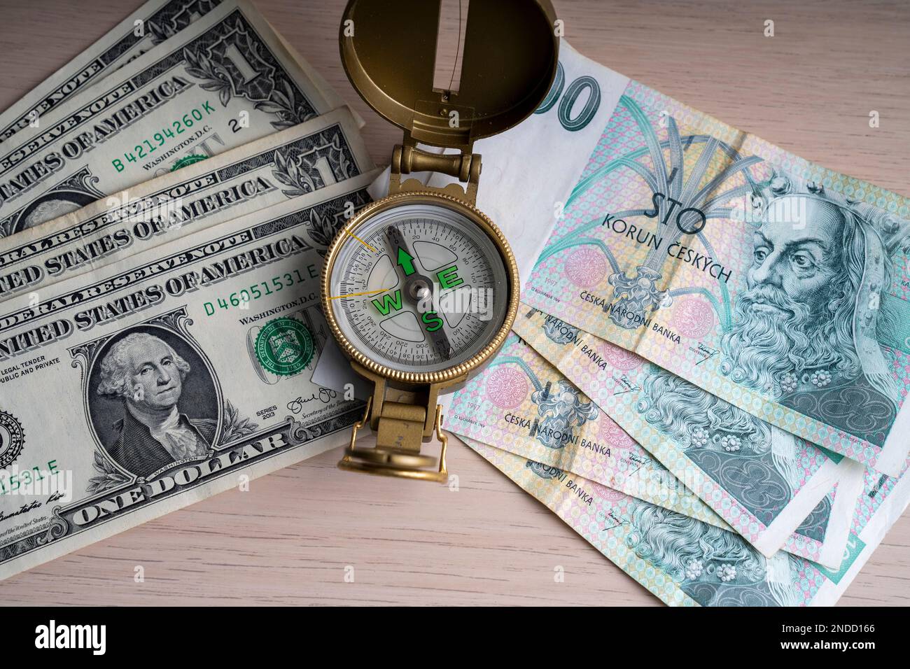 Czech Republic 100 korun paper banknote and US dollar 1. Czech ...