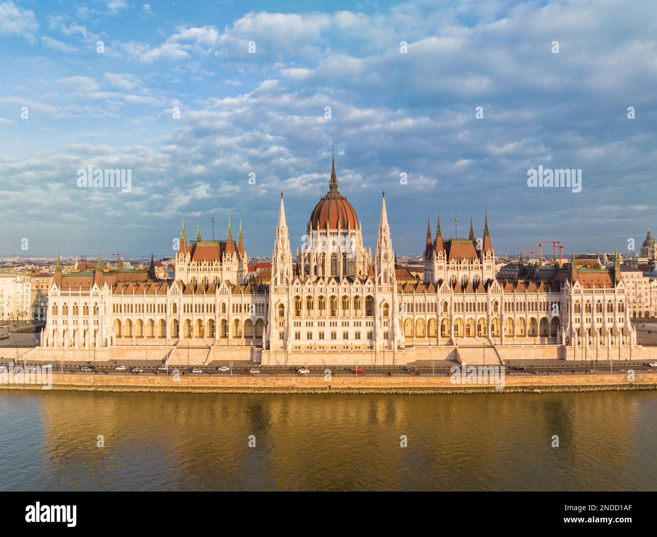 View of Budapest Iconic Hungarian Parliament Building and Danube River ...