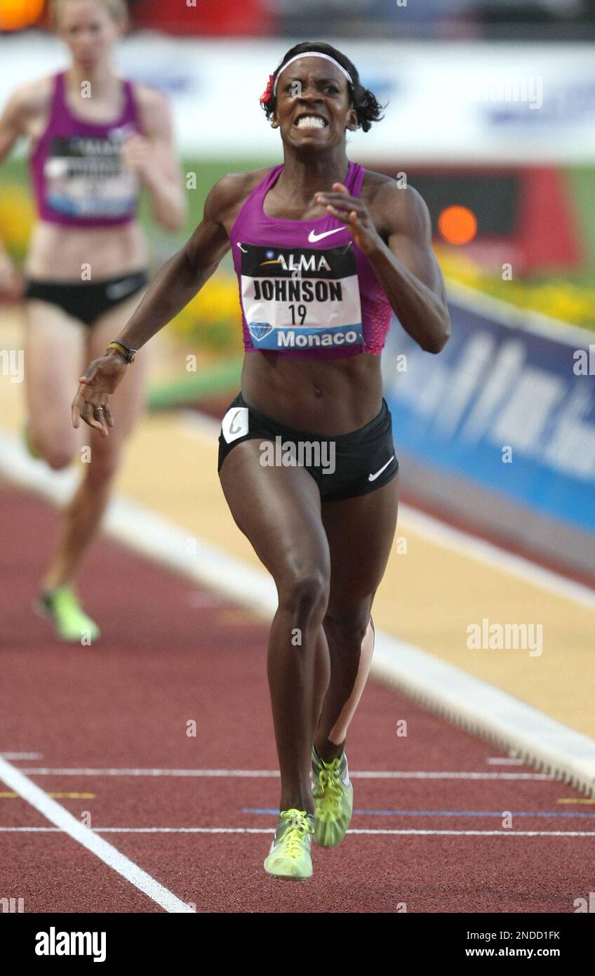 U.S. athlete Alysia Johnson wins the Women's 800m race at the Herculis ...