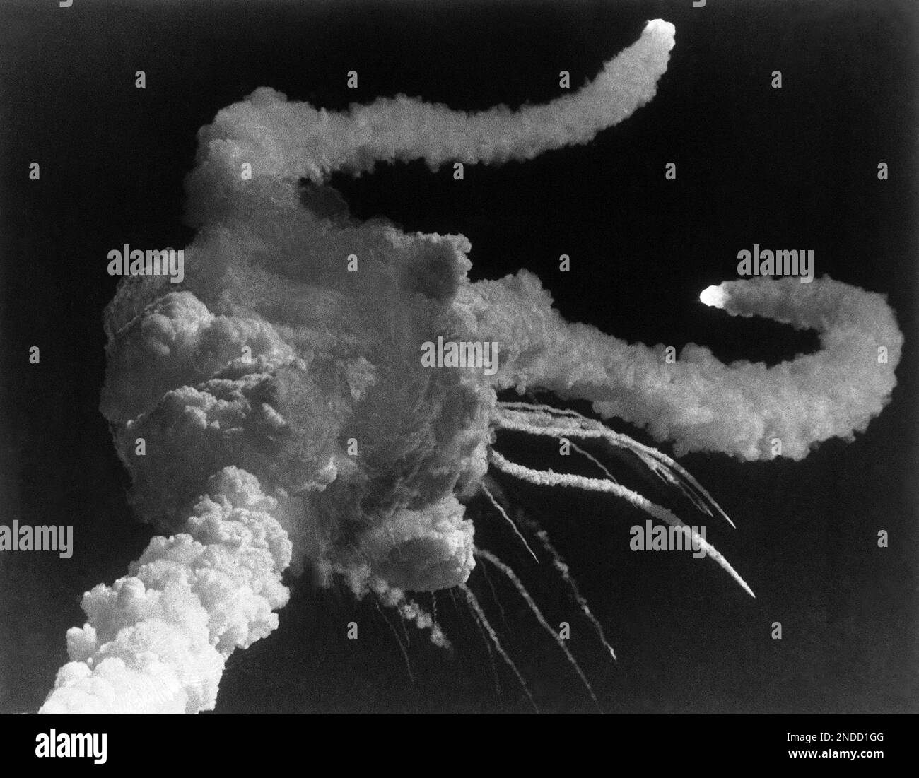 The Space Shuttle mission 51-L explodes after liftoff from Kennedy ...