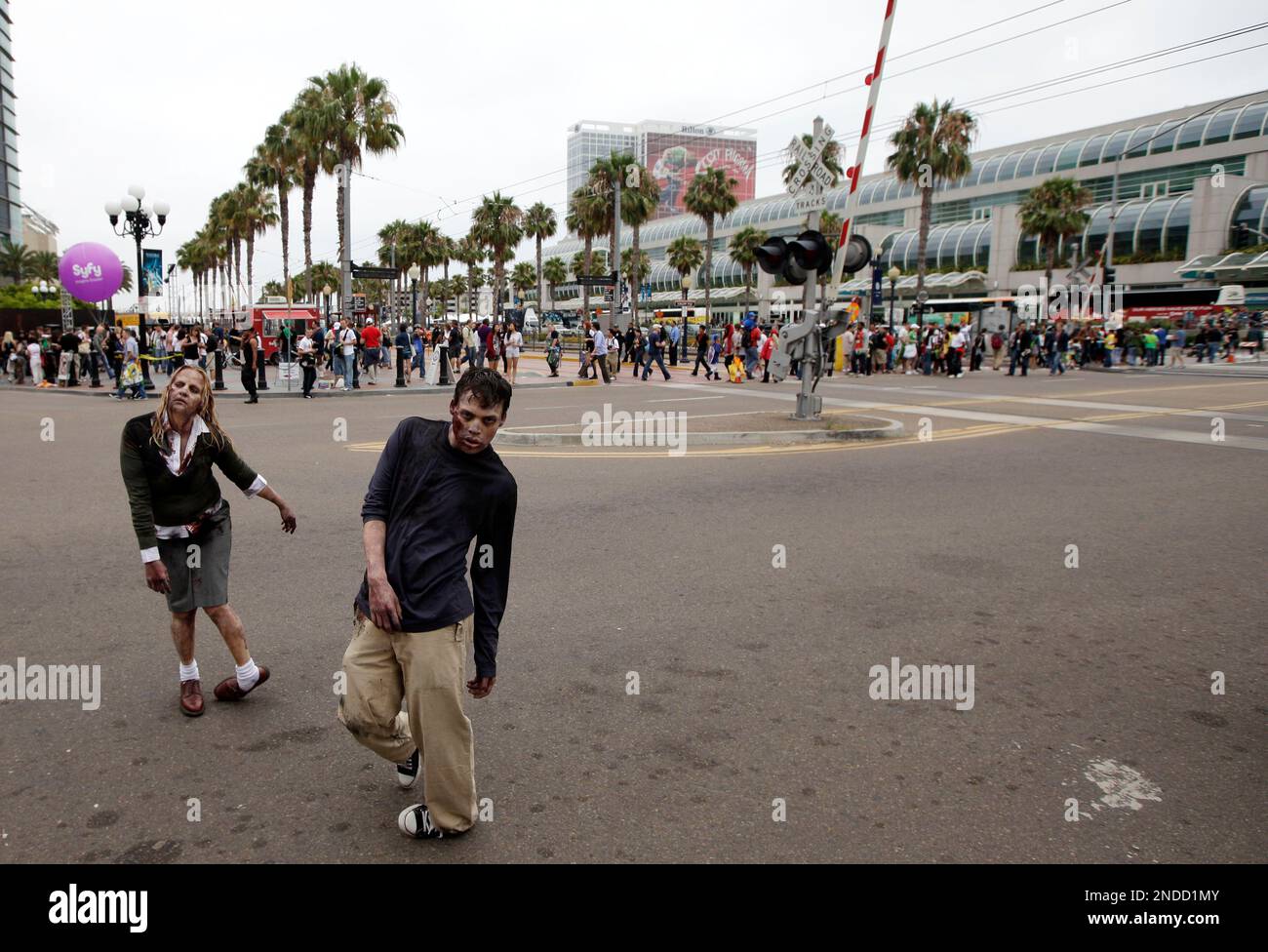 People dressed as zombies to promote the AMC television show, "The ...