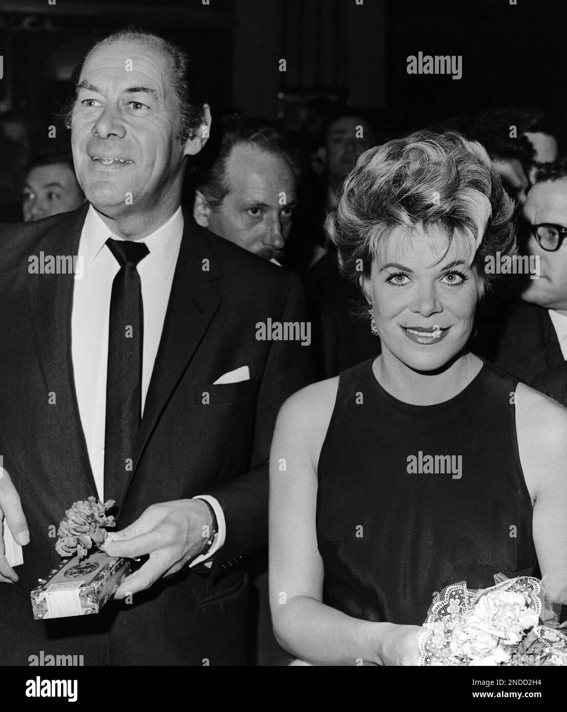 British actor Rex Harrison and his wife, actress Rachel Roberts, attend ...