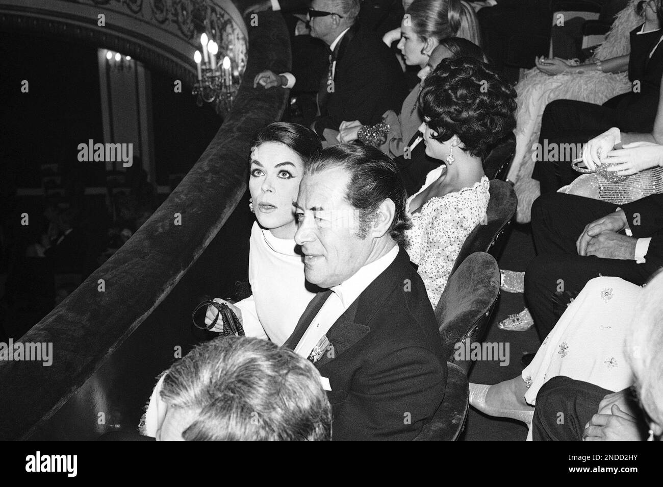 British actor Rex Harrison and his wife Rachel Roberts attend the ...