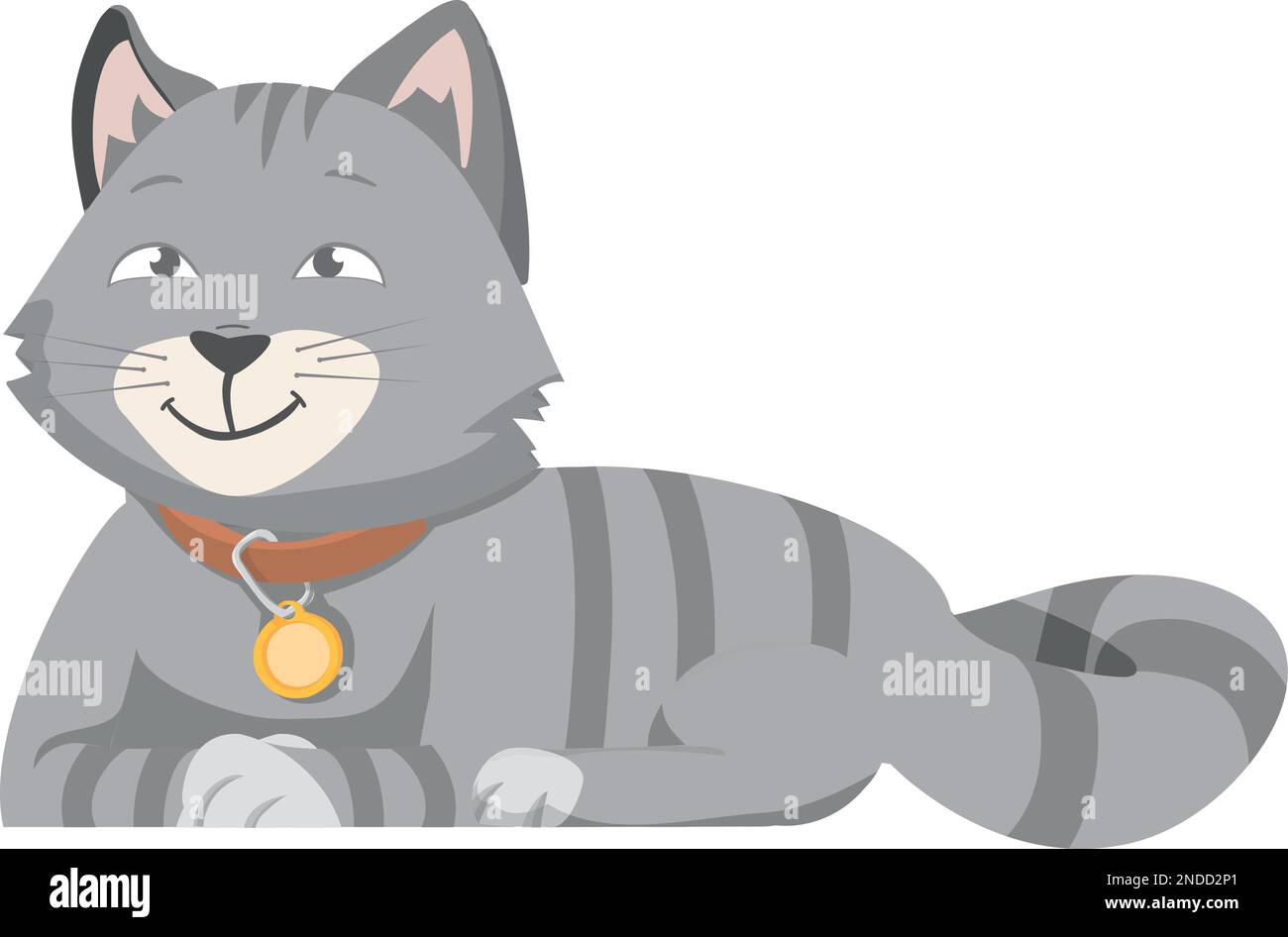 Happy gray striped cat. Smiling cartoon character Stock Vector Image ...