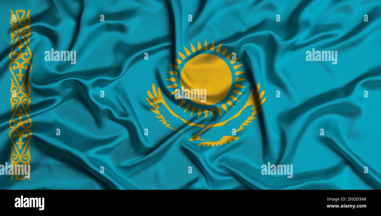 National flag of kazakhstan waving hi-res stock photography and images ...