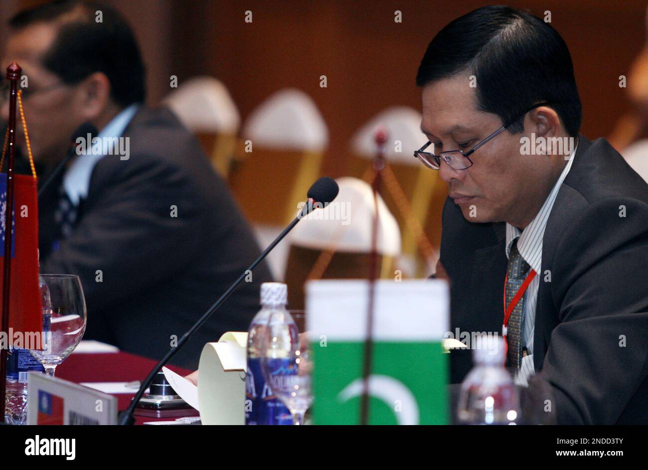 Myanmar's military attache Tin Htun Aye, right, attends the ASEAN ...
