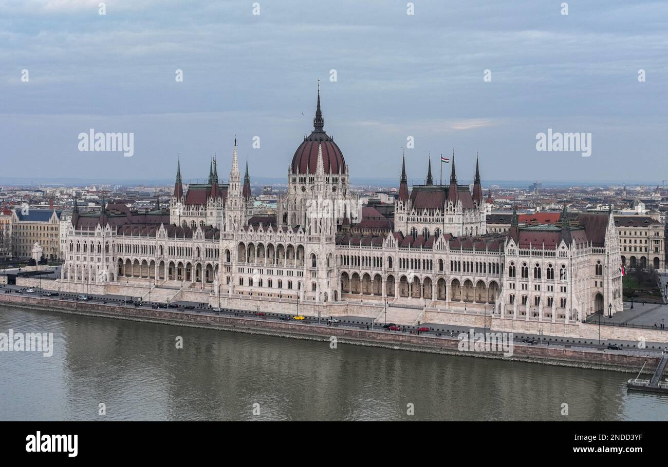 Budapest Famous Landmark Aerial View of Hungarian Parliament Building ...