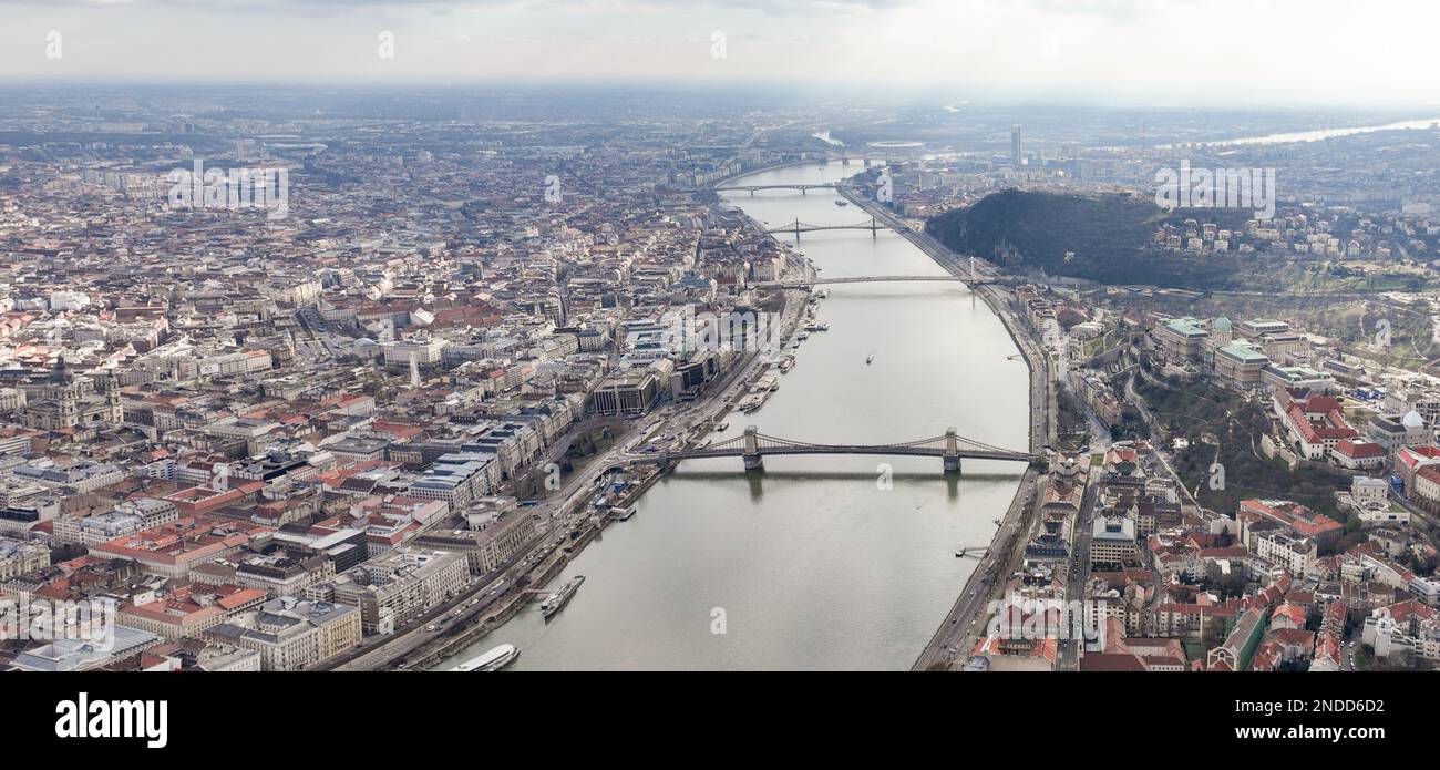 Budapest Old Town, Danube River and Elisabeth Bridge, Petofi Bridge in ...