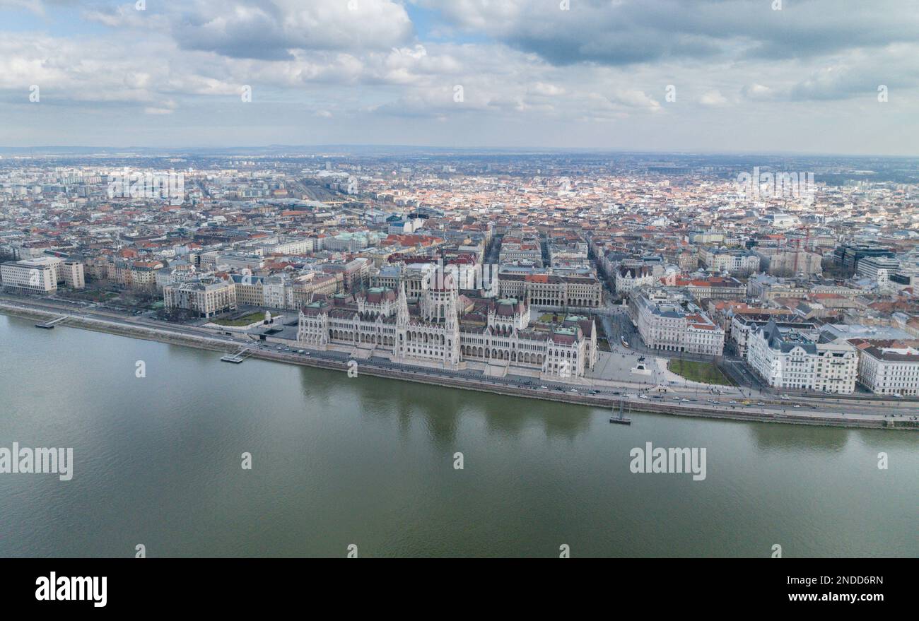 Budapest Best Aerial View of Hungarian Parliament Building and Danube ...