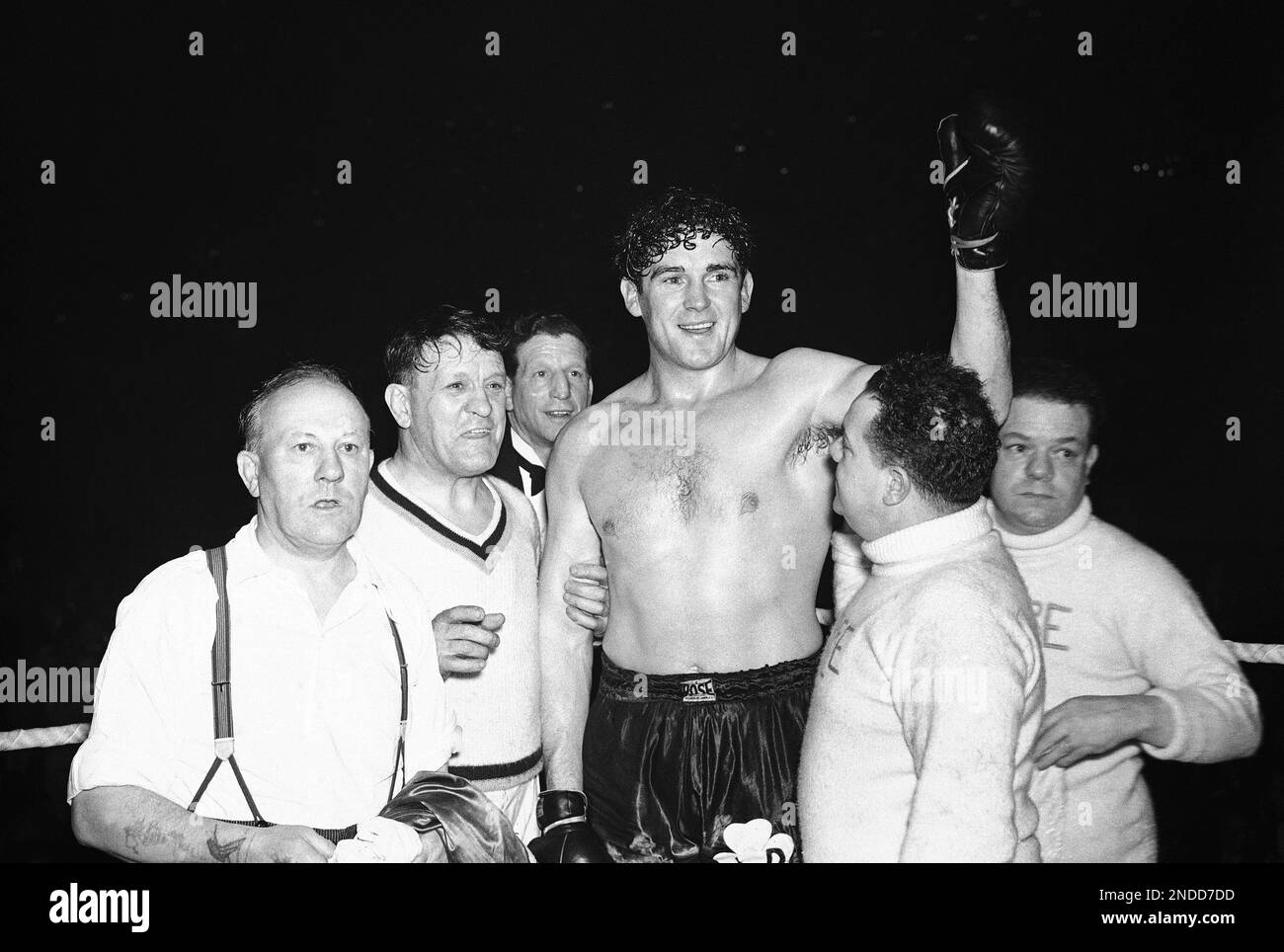 Irish boxer Jack Doyle smiling happily on being given a points verdict ...
