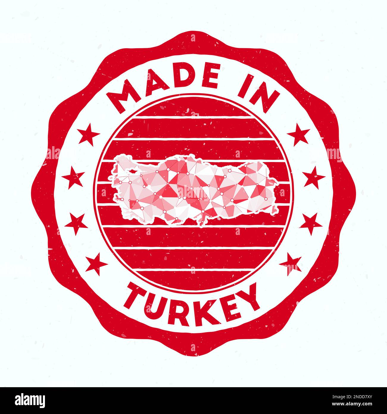 Made In Turkey. Country round stamp. Seal of Turkey with border shape ...