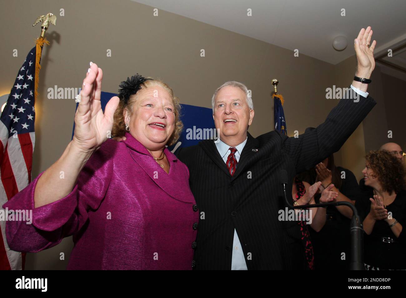Democratic gubernatorial candidate Roy Barnes and his wife Marie wave ...