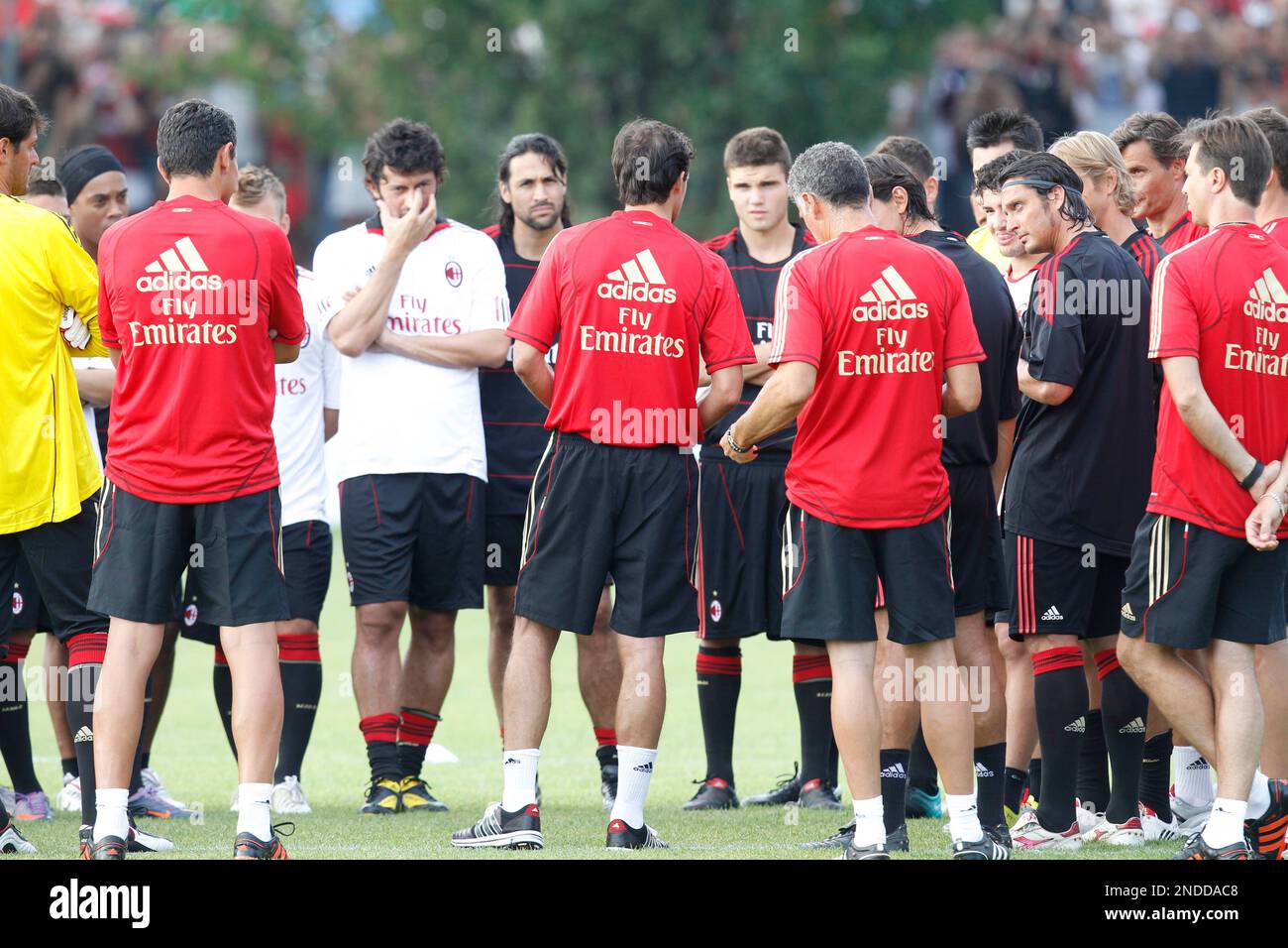 AC Milan's players attend the first team training session in view of ...