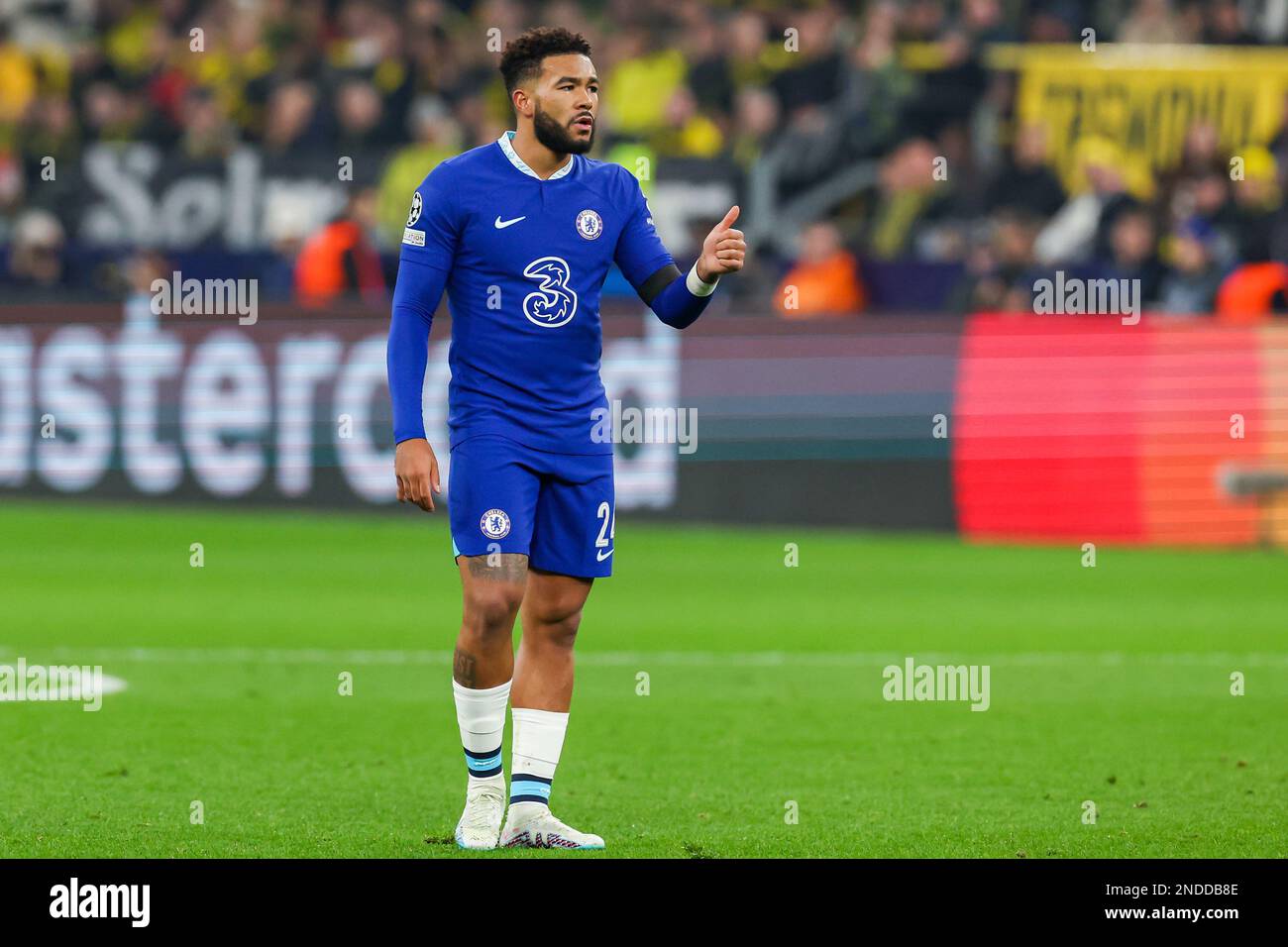 DORTMUND, GERMANY - FEBRUARY 15: Reece James of Chelsea during the UEFA ...
