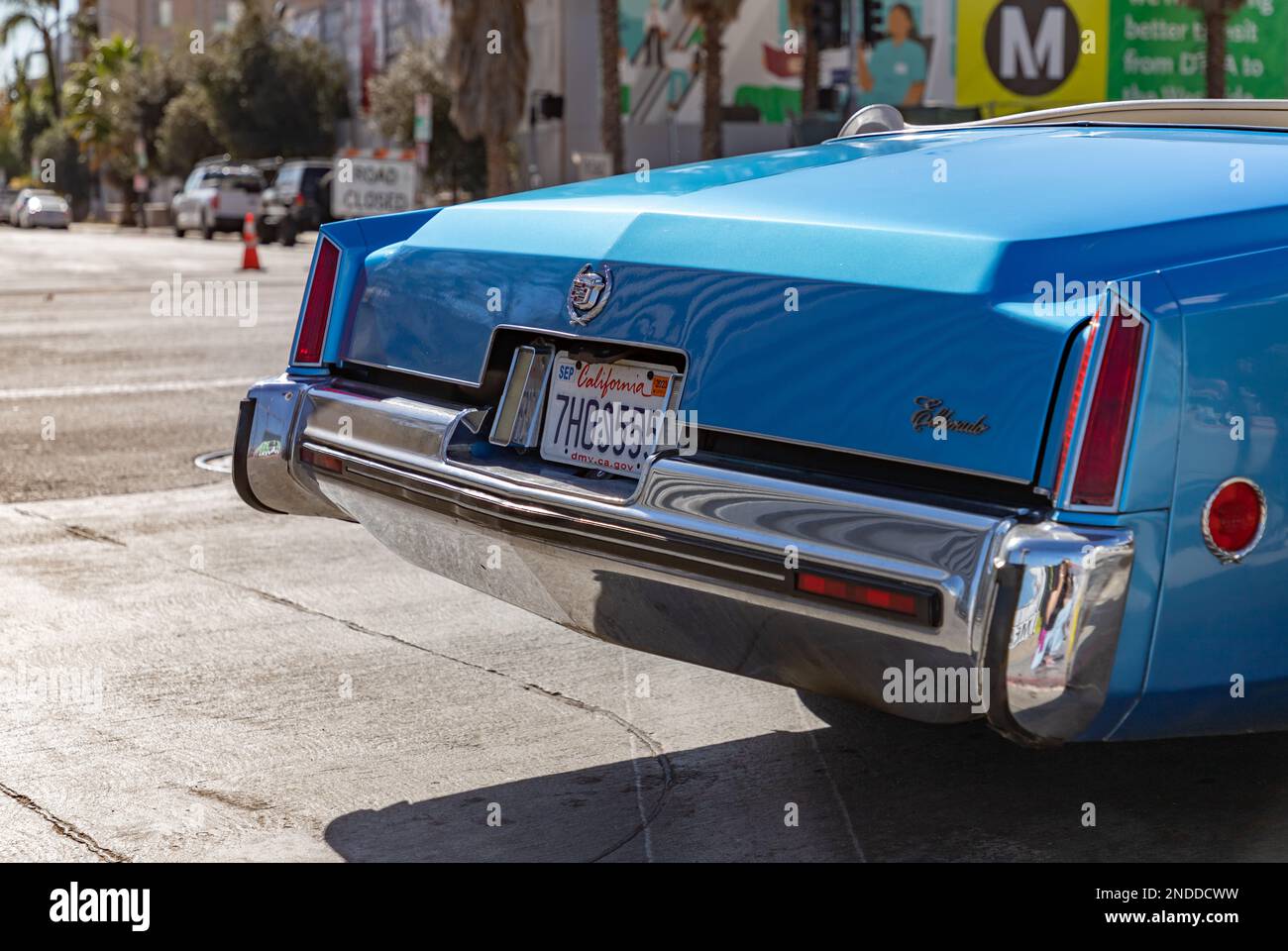 A picture of the rear side of a light blue Cadillac Eldorado Stock ...