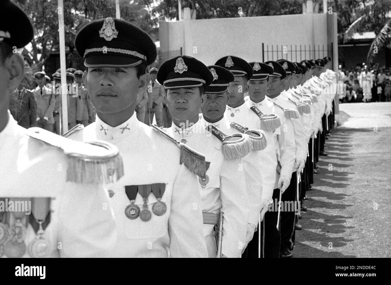 Cadets stand in line during inauguration ceremonies for a new French ...