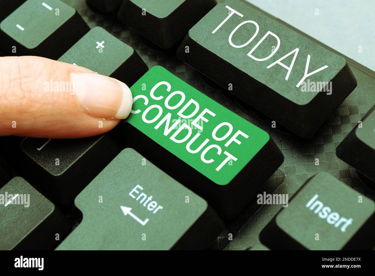 Text caption presenting Code Of Conduct. Business idea Ethics rules ...