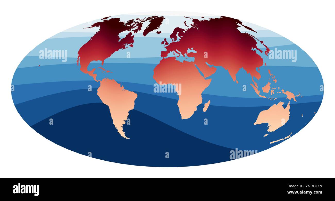 World Map Vector. Aitoff projection. World in red-orange gradient on ...