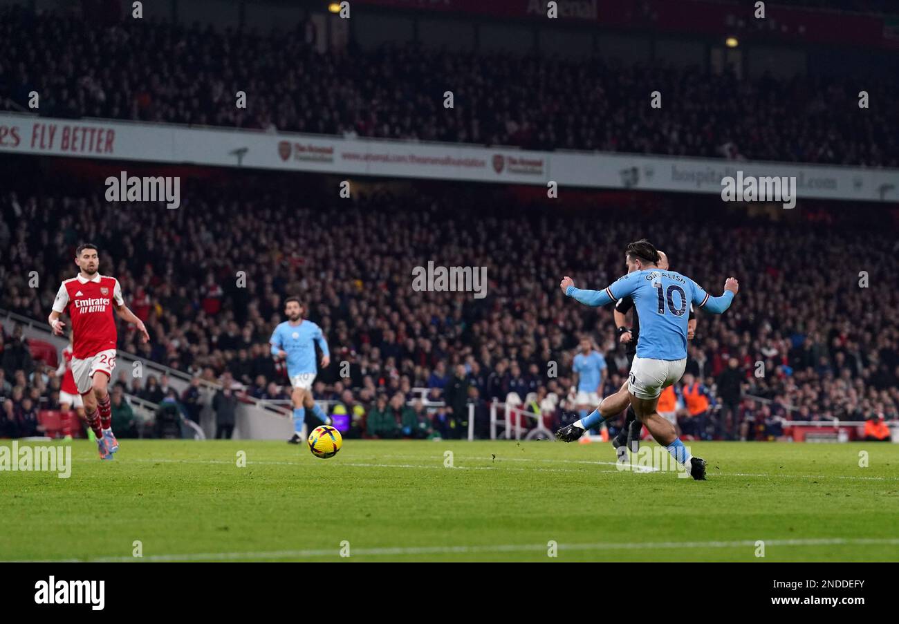 Manchester City's Jack Grealish scores their side's second goal of the ...