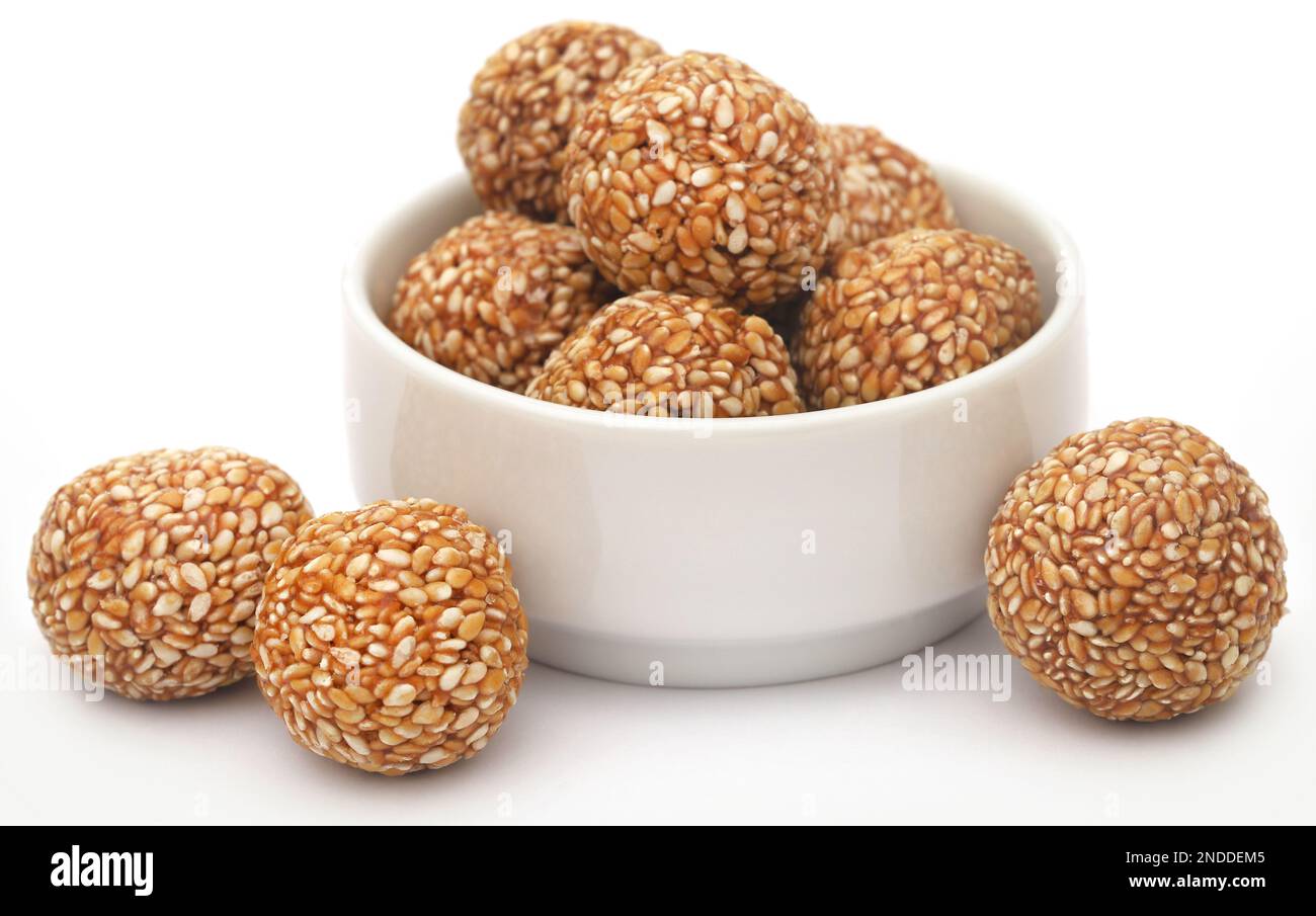 Sesame caramel laddu very popular in Indian subcontinent Stock Photo ...