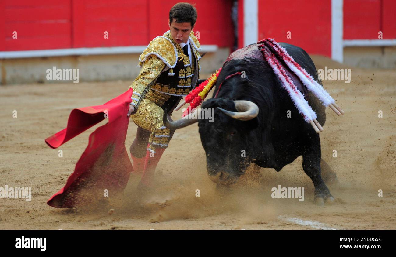 Spanish bullfighter El Juli makes a pass during the bullfight at the ...