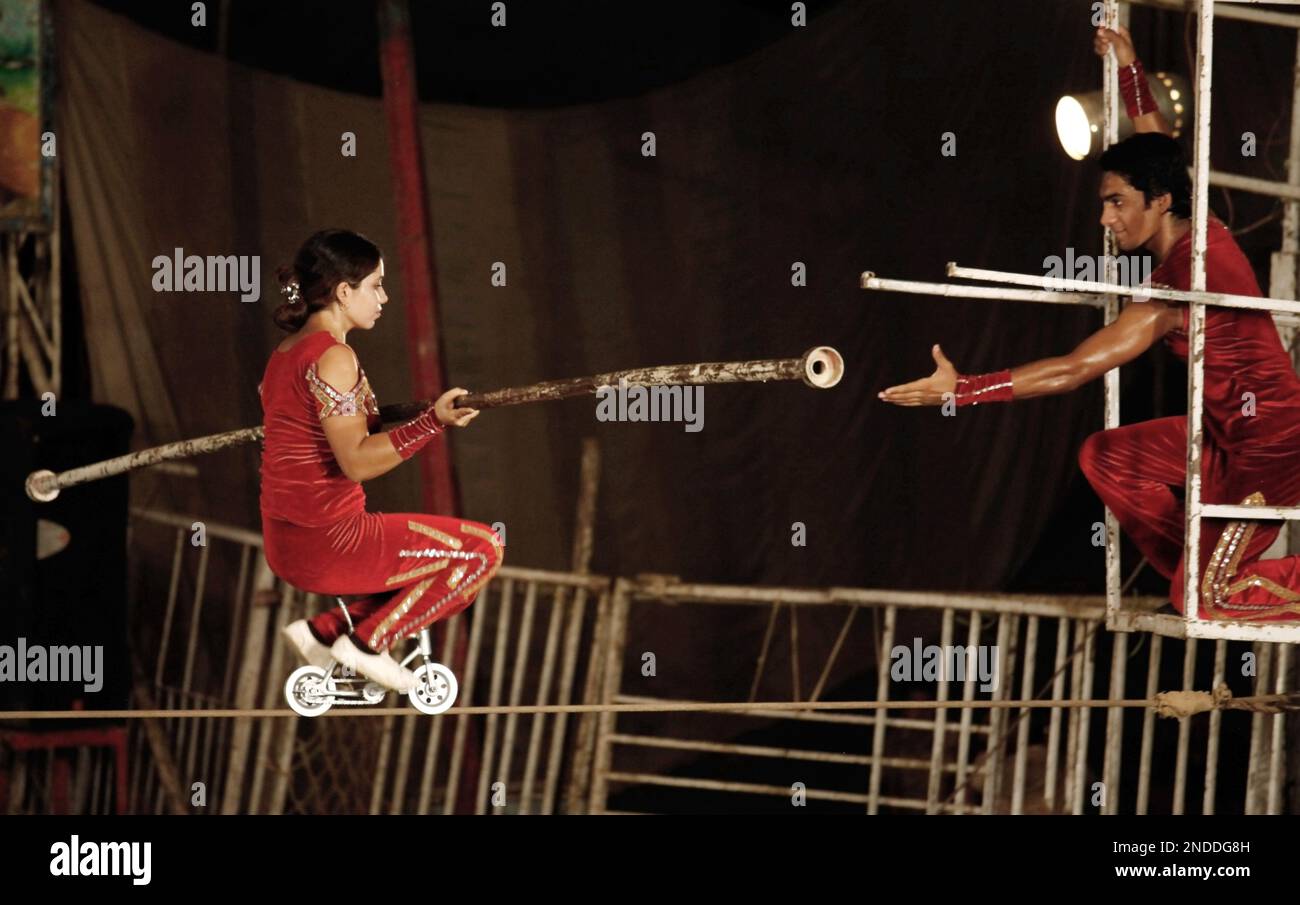 Pakistani circus workers practice their skills at a circus in Islamabad ...