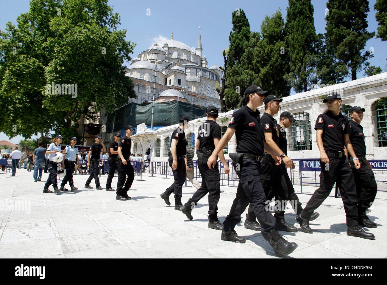 Riot police surround Fatih Mosque before funeral prayers for Osman Nami ...