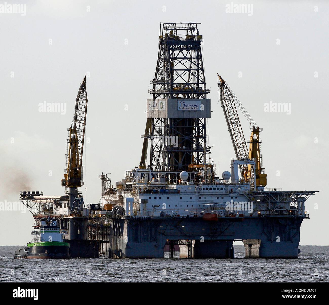 The Transocean Development Driller III is seen on the surface above the ...