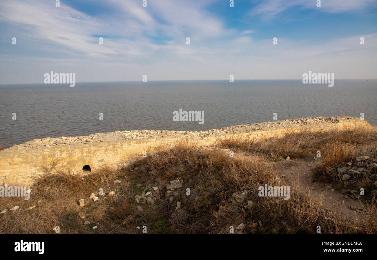 The ruins of Argamum fortress, Romania at the edge of the Black Sea ...